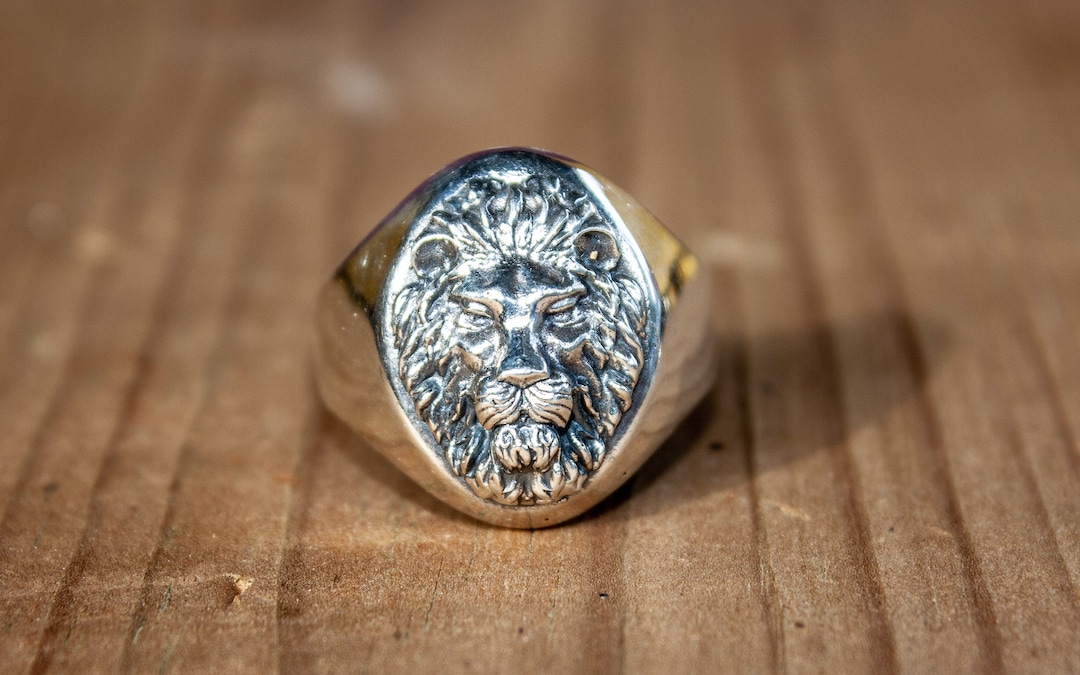 Mens Lion Ring Sterling Silver, Animal Ring,lion King , Chunky Ring ...