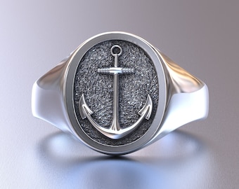Signet Ring Nautical Anchor Ring Confortable and Strong | Etsy