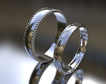 Art Deco Wedding Ring Set Couple Wedding Rings Made of | Etsy