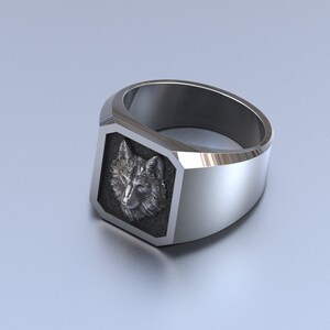 Silver Men Wolf Ring, Wolf Head Men Ring, Wild Wolf Ring, Silver Wolf ...