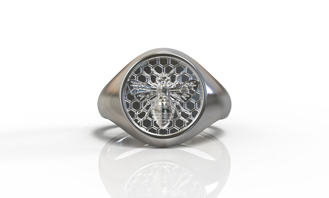 Bee Ring, Silver Bee Ring,bumble Bee, Honey Bee Signet Ring Made of ...