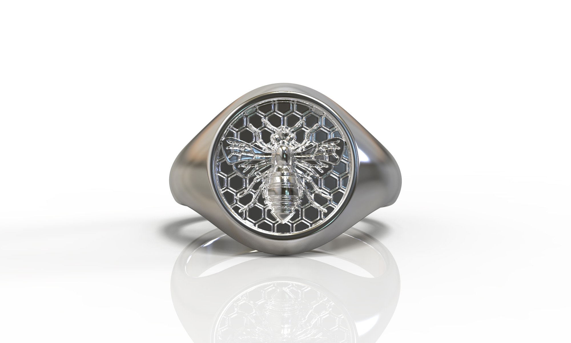 Bee Ring Silver Bee Ringbumble Bee Honey Bee Signet Ring | Etsy