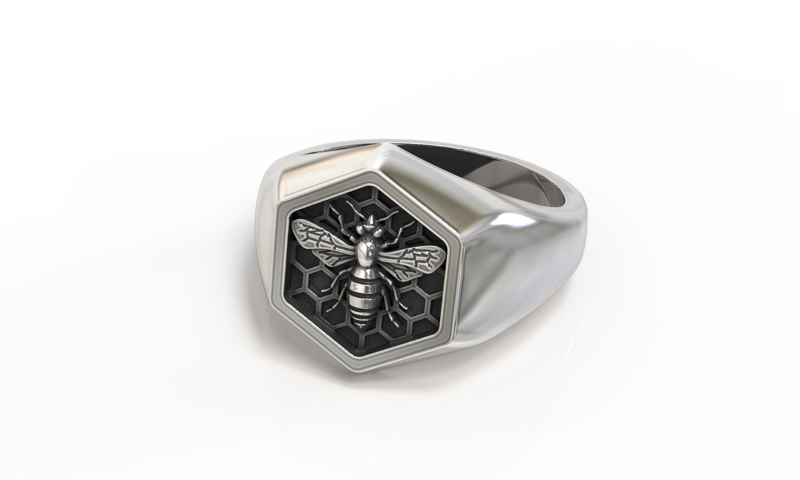 Bee Ring, Silver Bee Ring,bumble Bee, Honey Bee Signet Ring Made of ...