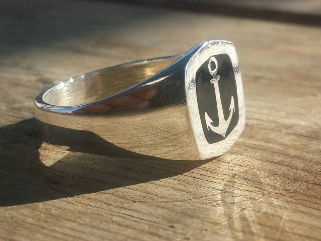 Signet Ring, Nautical Anchor Ring, Confortable and Strong Built, Pinky ...