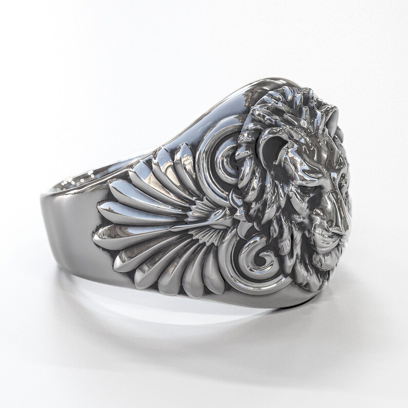 Men's Sterling Silver Lion Ring, 925 Sterling Silver Jewelry, Signet ...