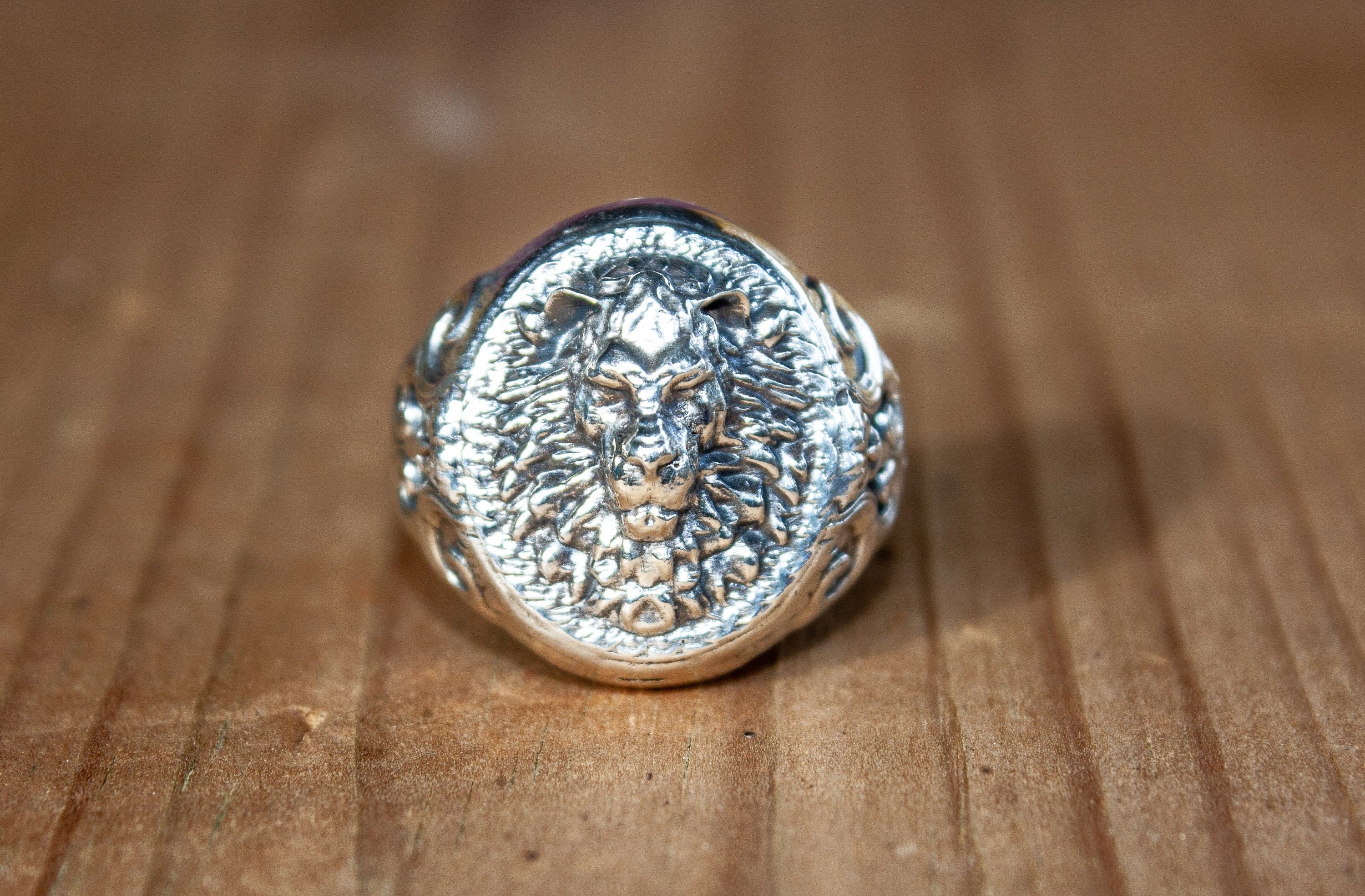 Mens lion ring sterling silver animal ringLion king chunky | Etsy