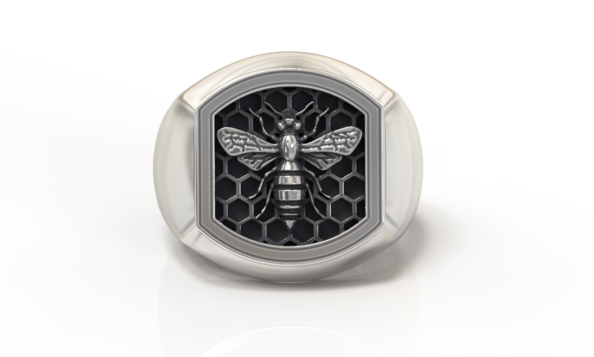 Bee ring silver bee ringbumble bee honey bee signet ring | Etsy
