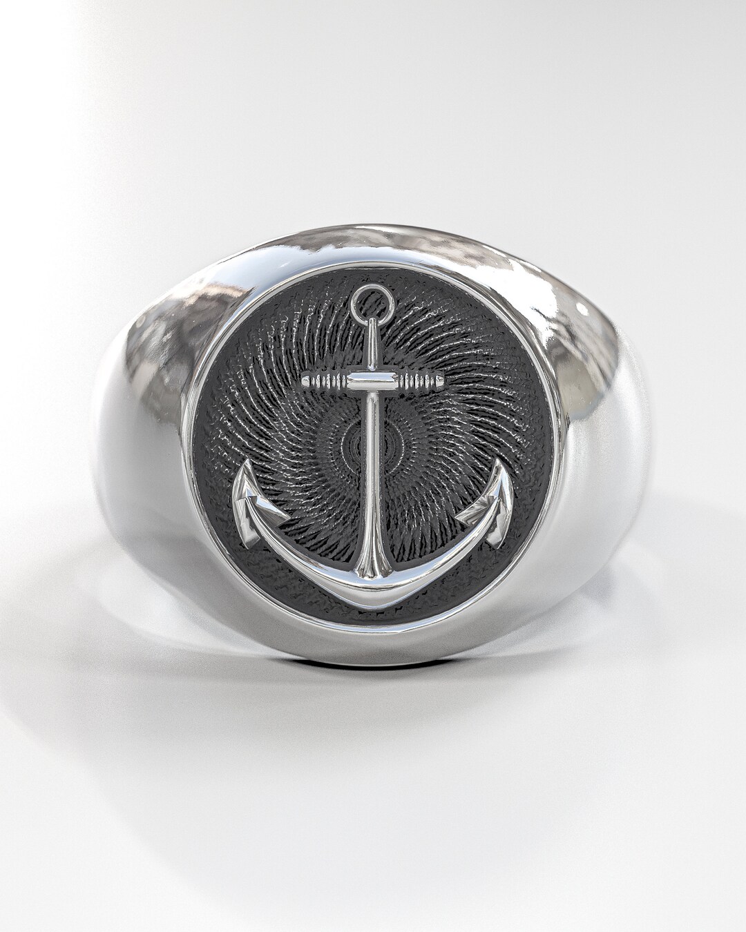 Signet Ring, Nautical Anchor Ring, Comfortable and Strong Built, Pinky ...