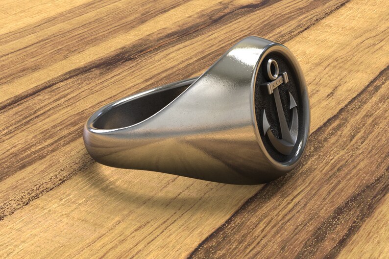 Mens Pinky Rings Nautical Anchor Ring Confortable and Strong | Etsy