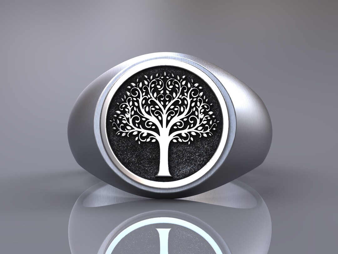 Sterling Silver Tree of Life Signet Ring With Kabbalah Tree of Life and ...