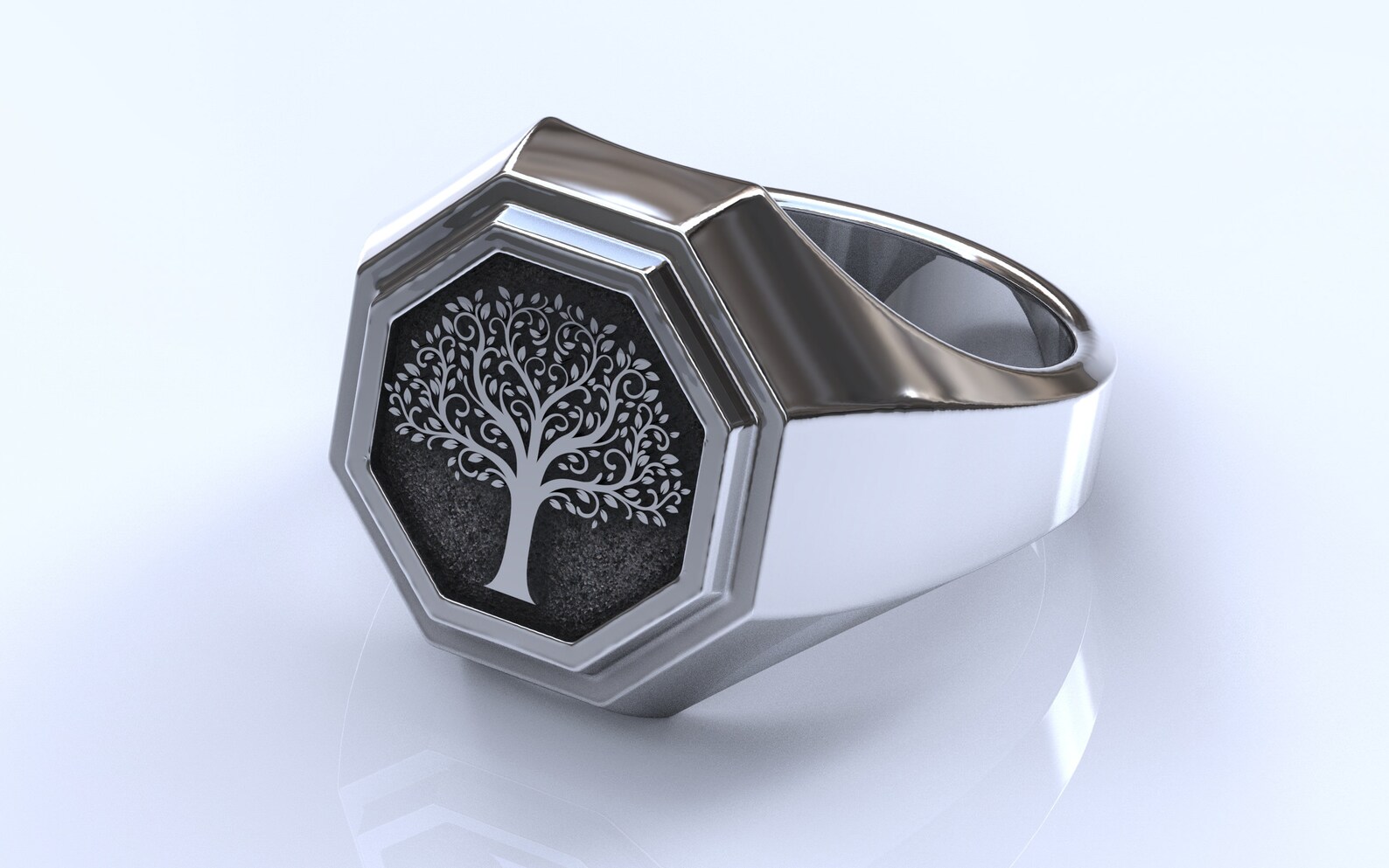 Sterling Silver Tree of Life Signet Ring Featuring Kabbalah Tree of ...