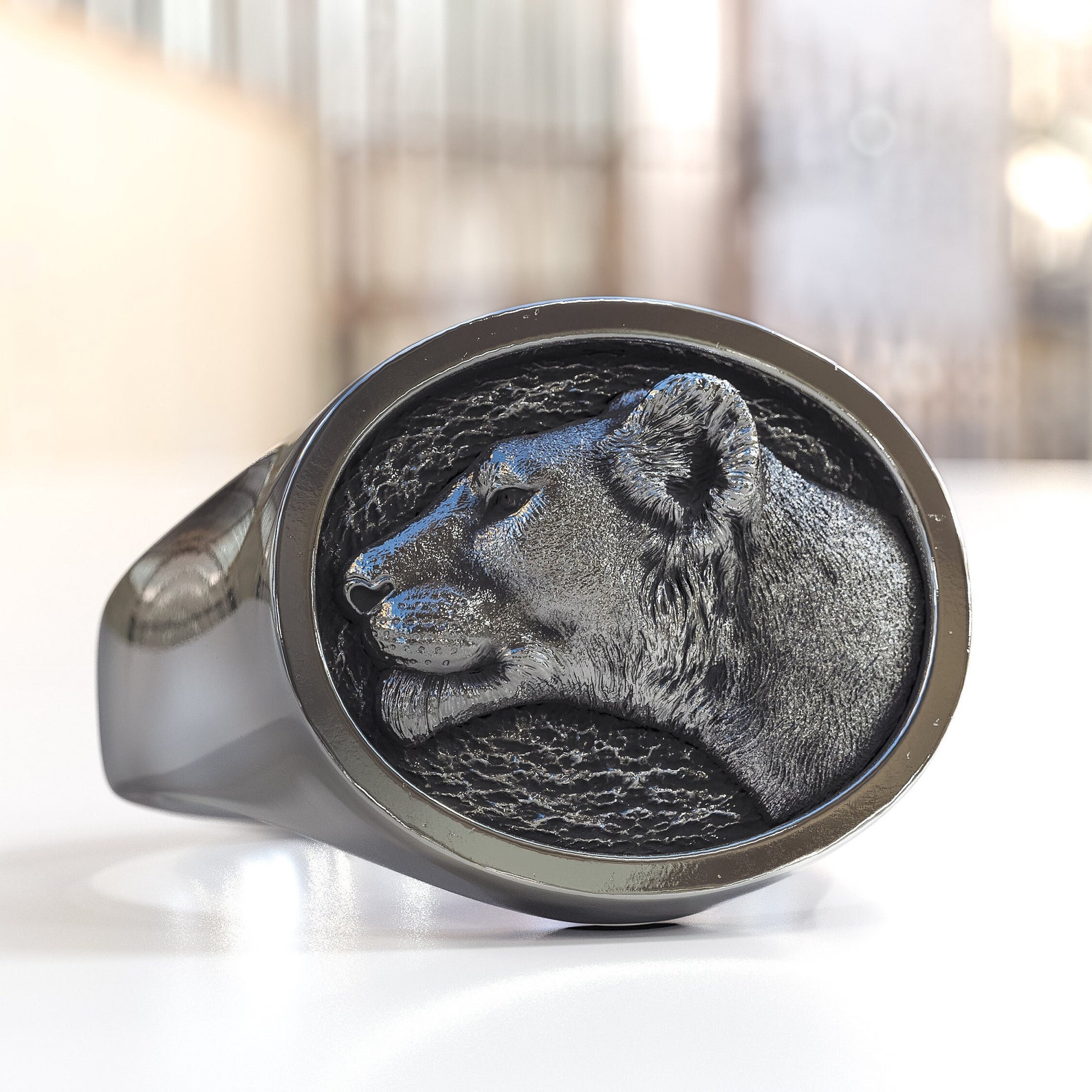 Lioness Signet Ring - Strength & Courage Jewelry Gift - Empowering Lion ...