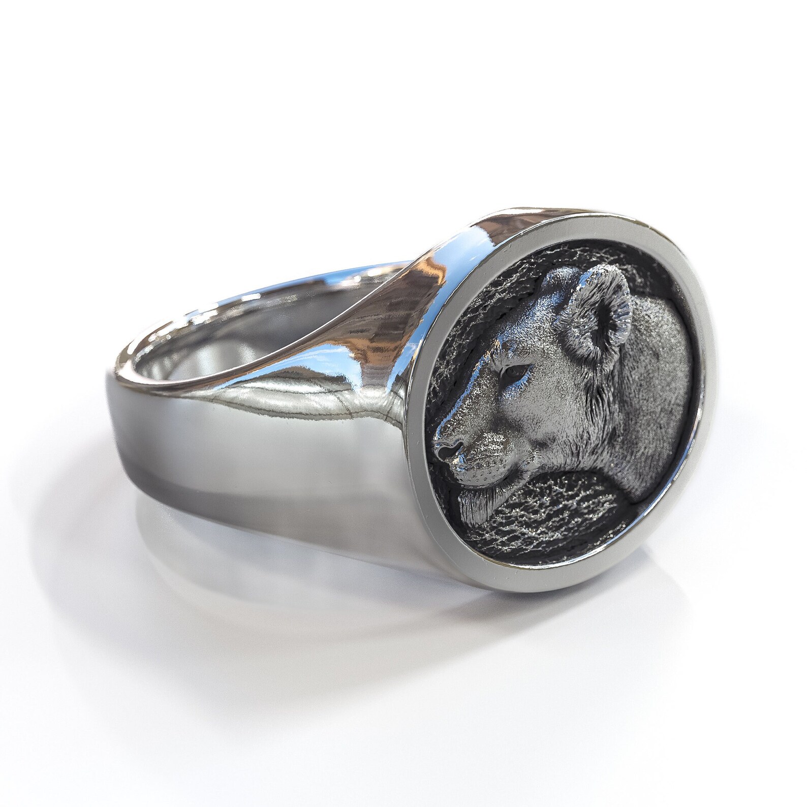 Lioness Signet Ring - Strength & Courage Jewelry Gift - Empowering Lion ...