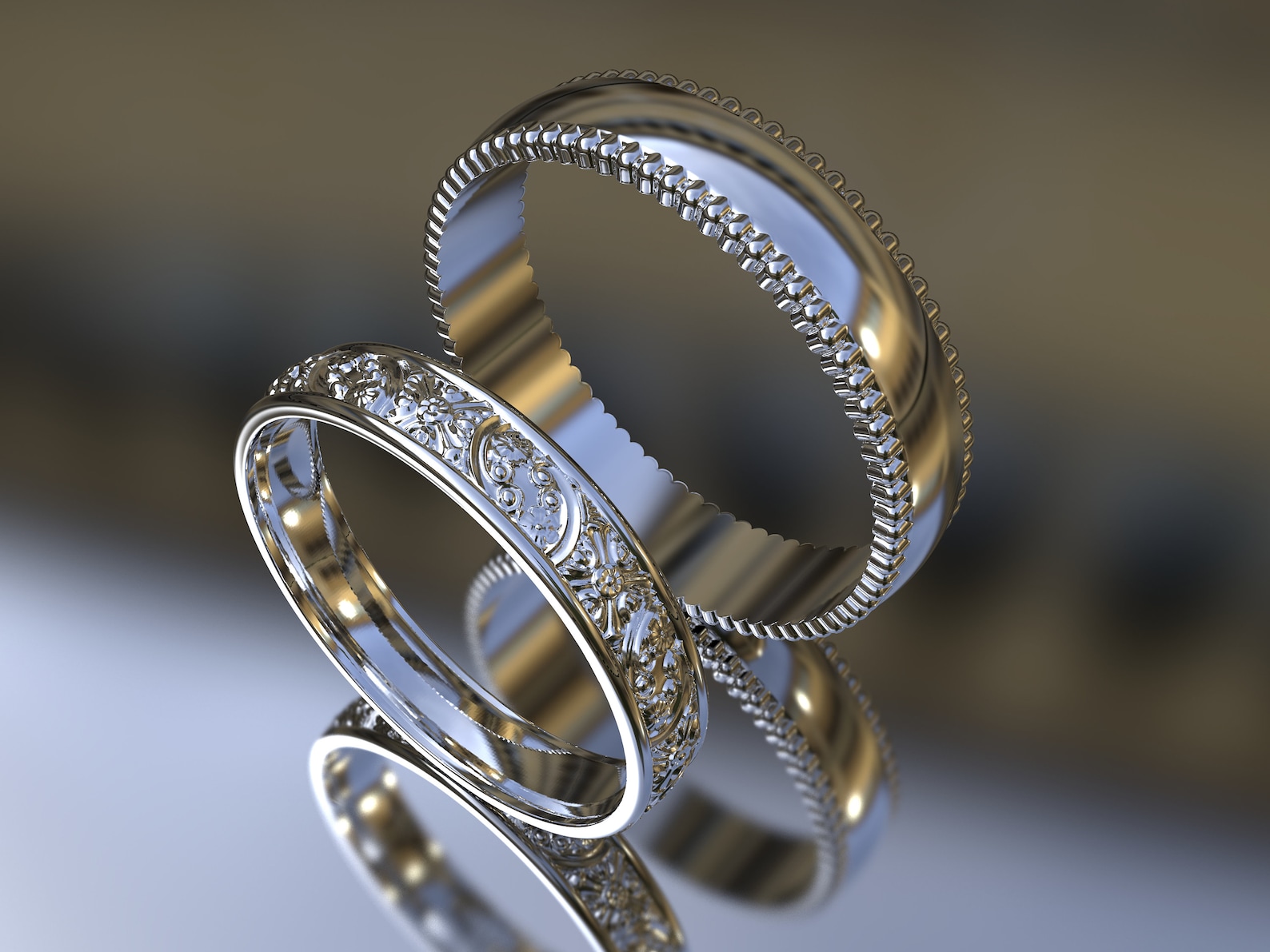 Art Deco Wedding Ring Set, Couple Wedding Rings Made of Sterling Silver ...