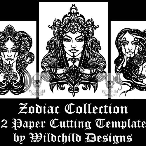12 X Zodiac Themed Paper Cutting Templates Commercial Use - Etsy
