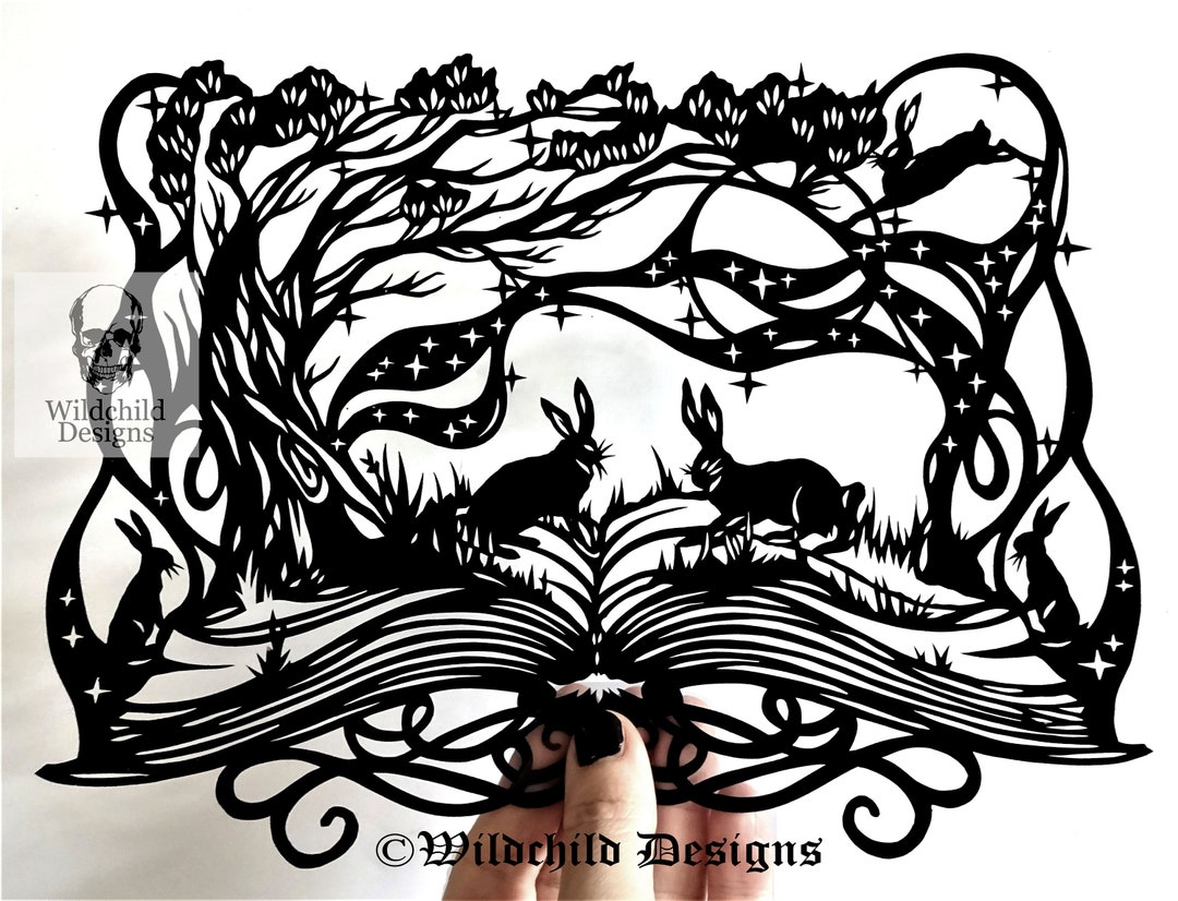 Rabbit Storybook Papercutting Template, Vinyl Template, SVG, JPEG ...