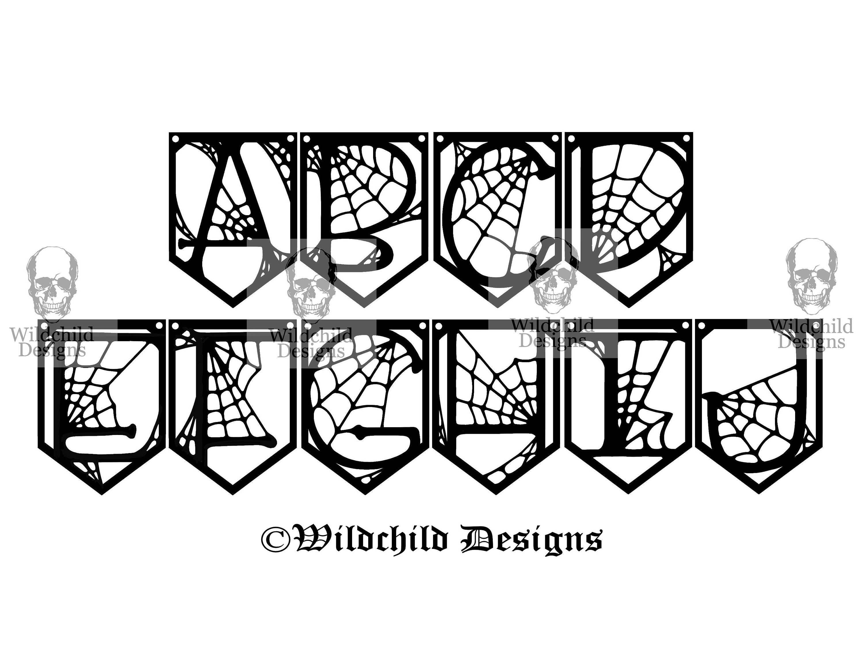 Gothic Cobweb Alphabet Bunting A-Z Papercutting Templates | Etsy