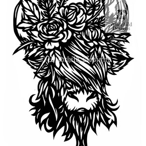 Iona Highland Cow Papercutting Template, Highland Cow Vinyl Template ...