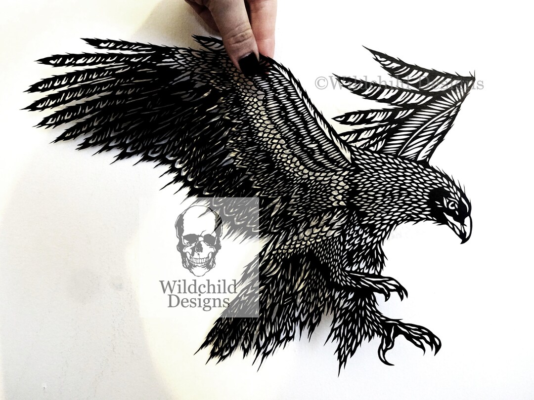 Flying Golden Eagle Papercutting Template, Vinyl Template, SVG, JPEG ...