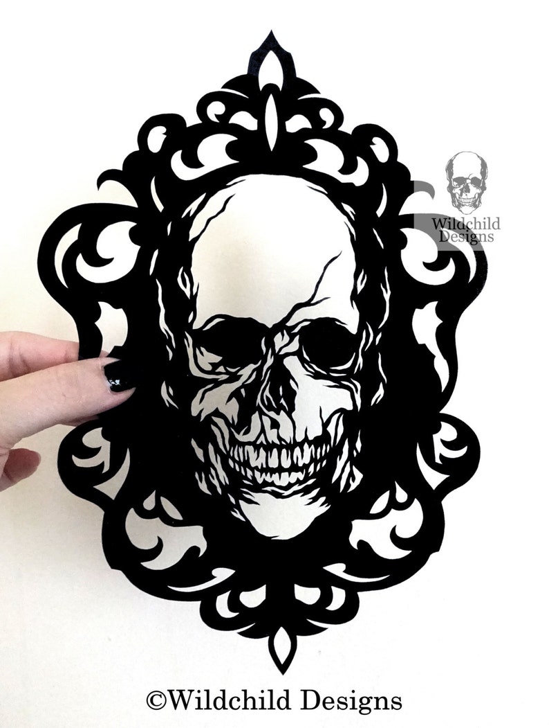 Cameo Skull Papercutting Template, Vinyl, SVG JPEG, Personal Use, SVG ...