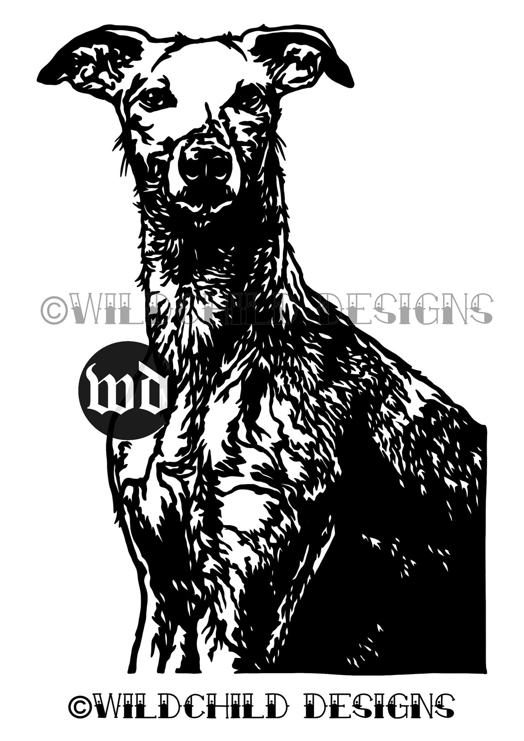 Facing Whippet Paper Cutting Template, Personal Use, Wildchild, Vinyl ...