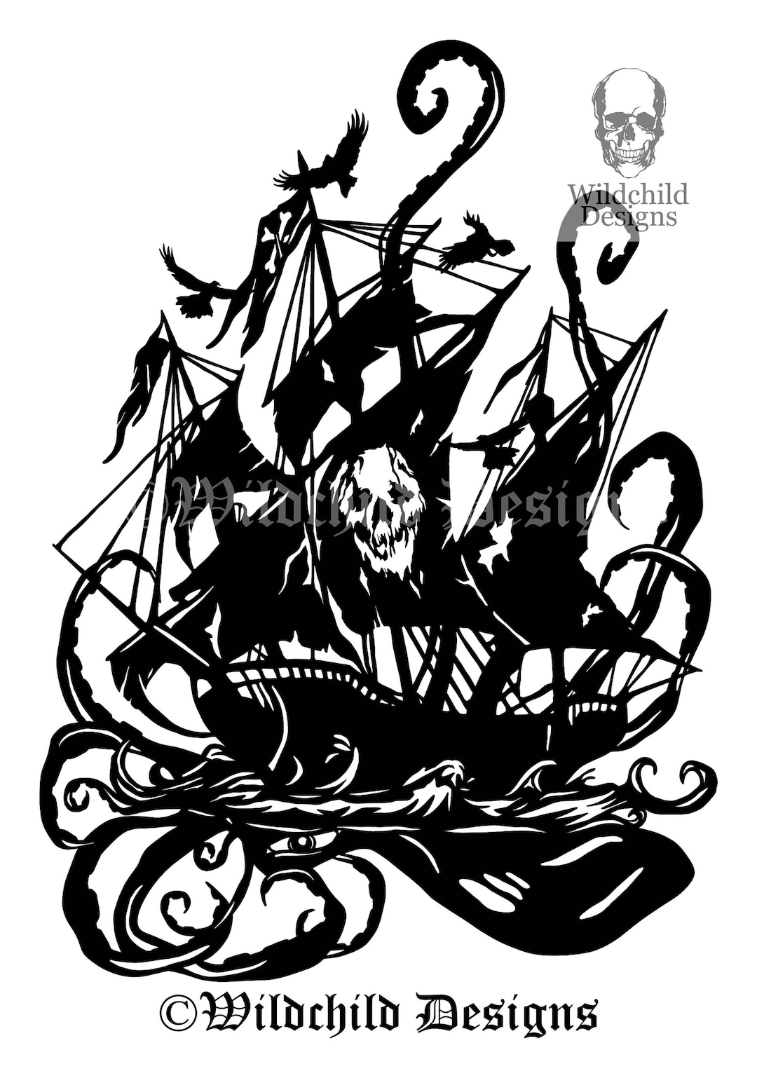 Phantom Pirate Ghost Ship Paper Cutting Template, Personal Use, Vinyl ...