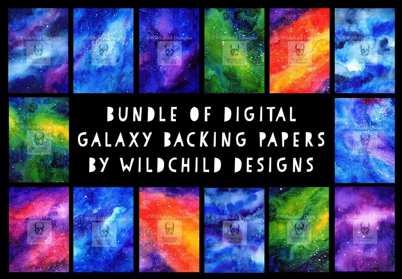 14 X Galaxy Nebula Space Watercolour Hand Painted Backing Papers by ...