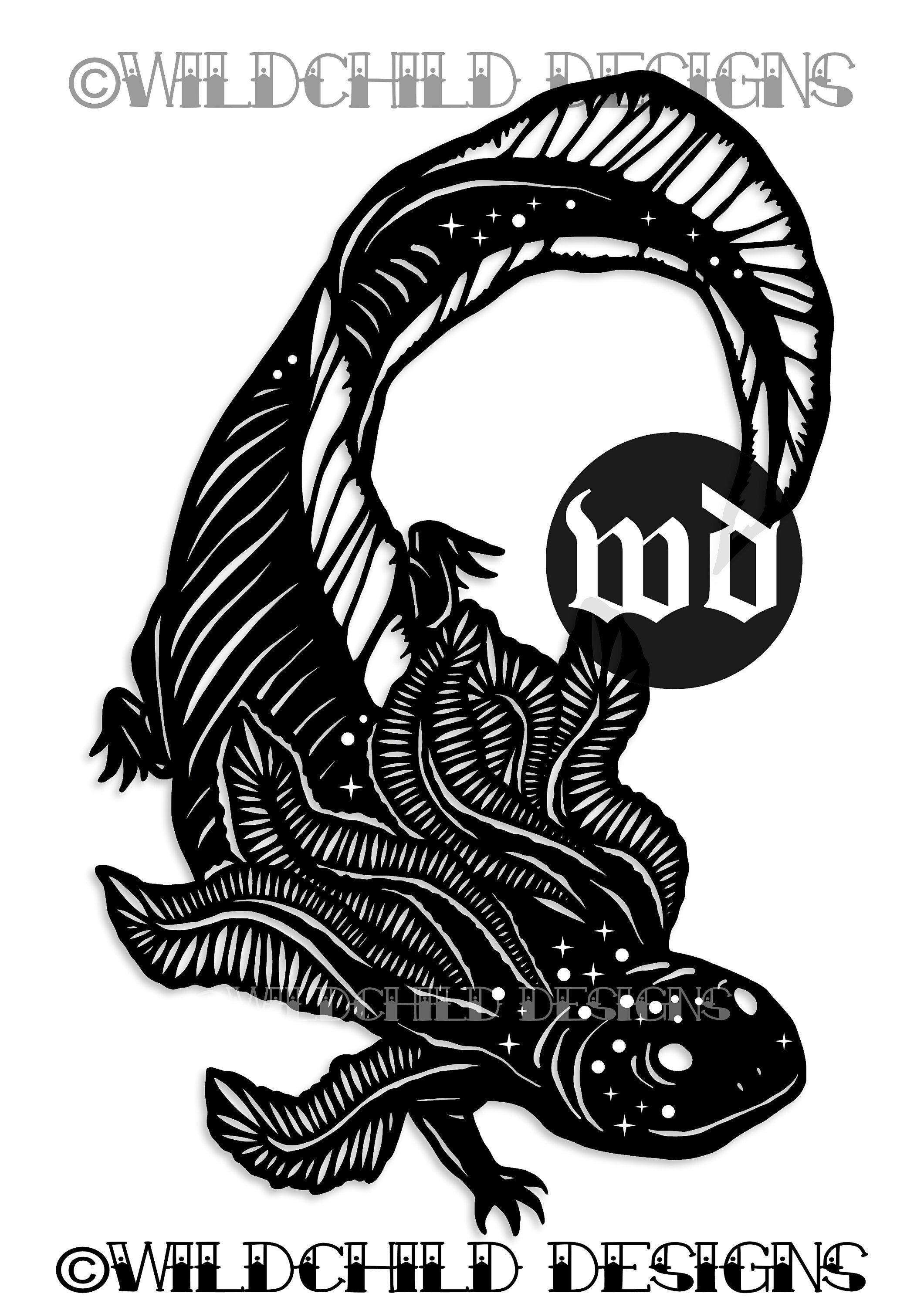 Black Axolotl Papercutting Template Vinyl Template Svg | Etsy UK
