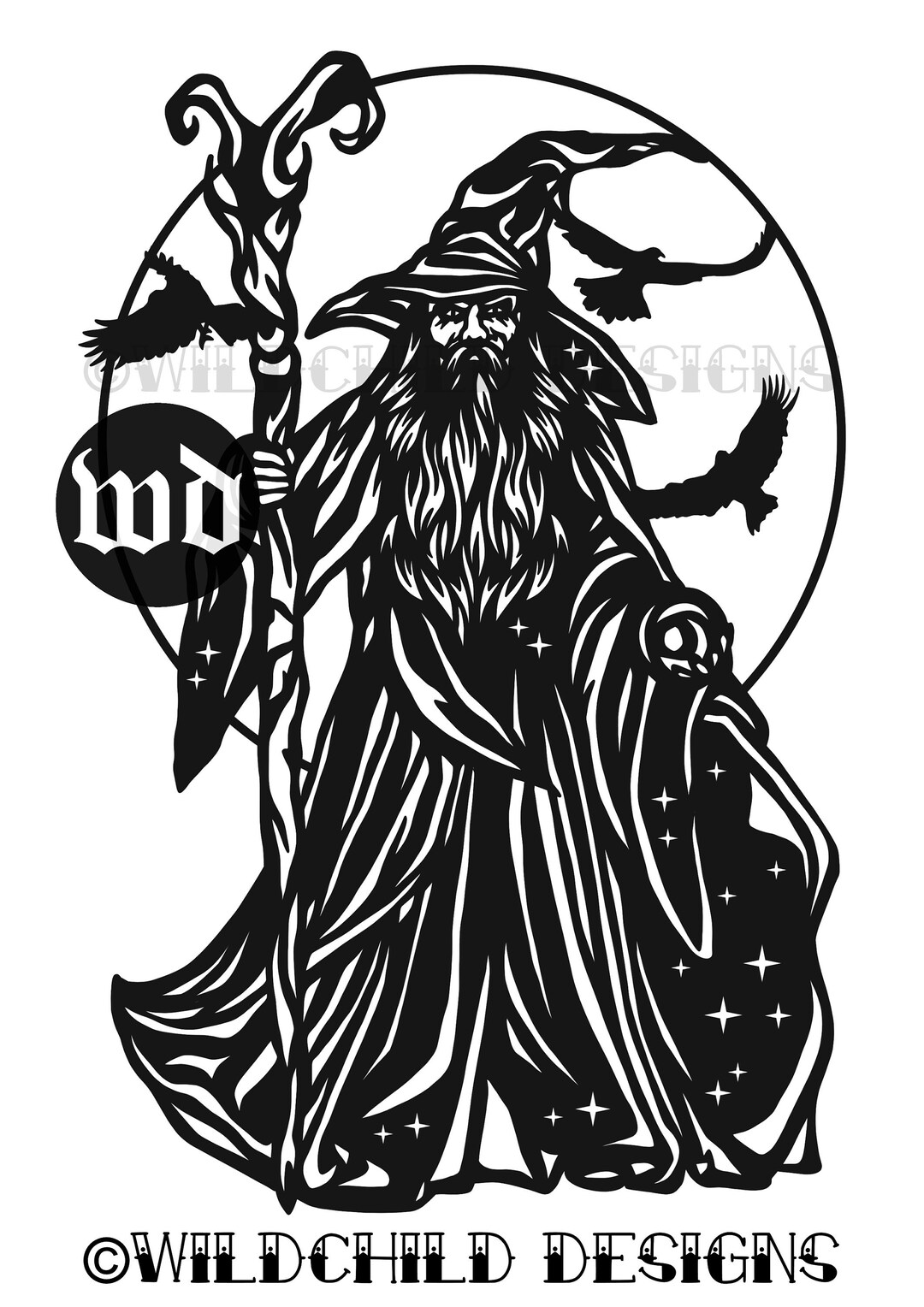 Wizard Papercutting Template, Vinyl Template, Personal Use Template ...