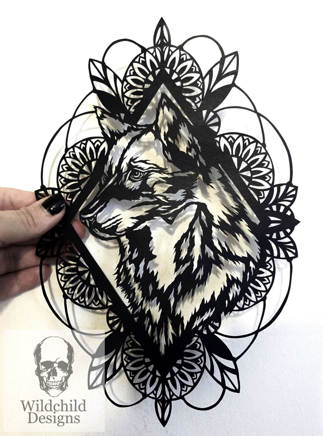 Wolf and Native American Border Paper Cutting Template, Personal Use ...