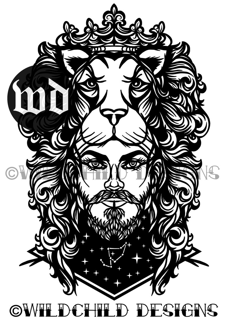 Lion Leo Man Papercutting Template Vinyl Template SVG JPEG | Etsy