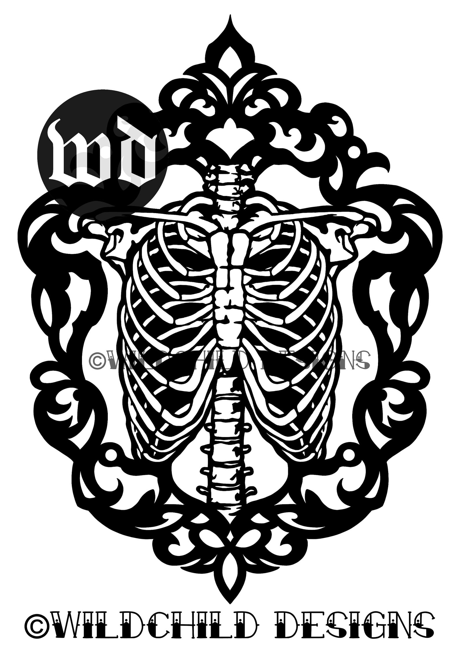 Cameo Rib Cage Papercutting Template Anatomical Template | Etsy