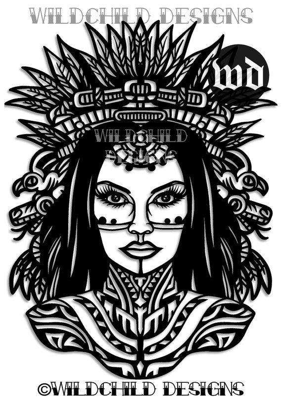 Aztec Warrior And Princess Drawings