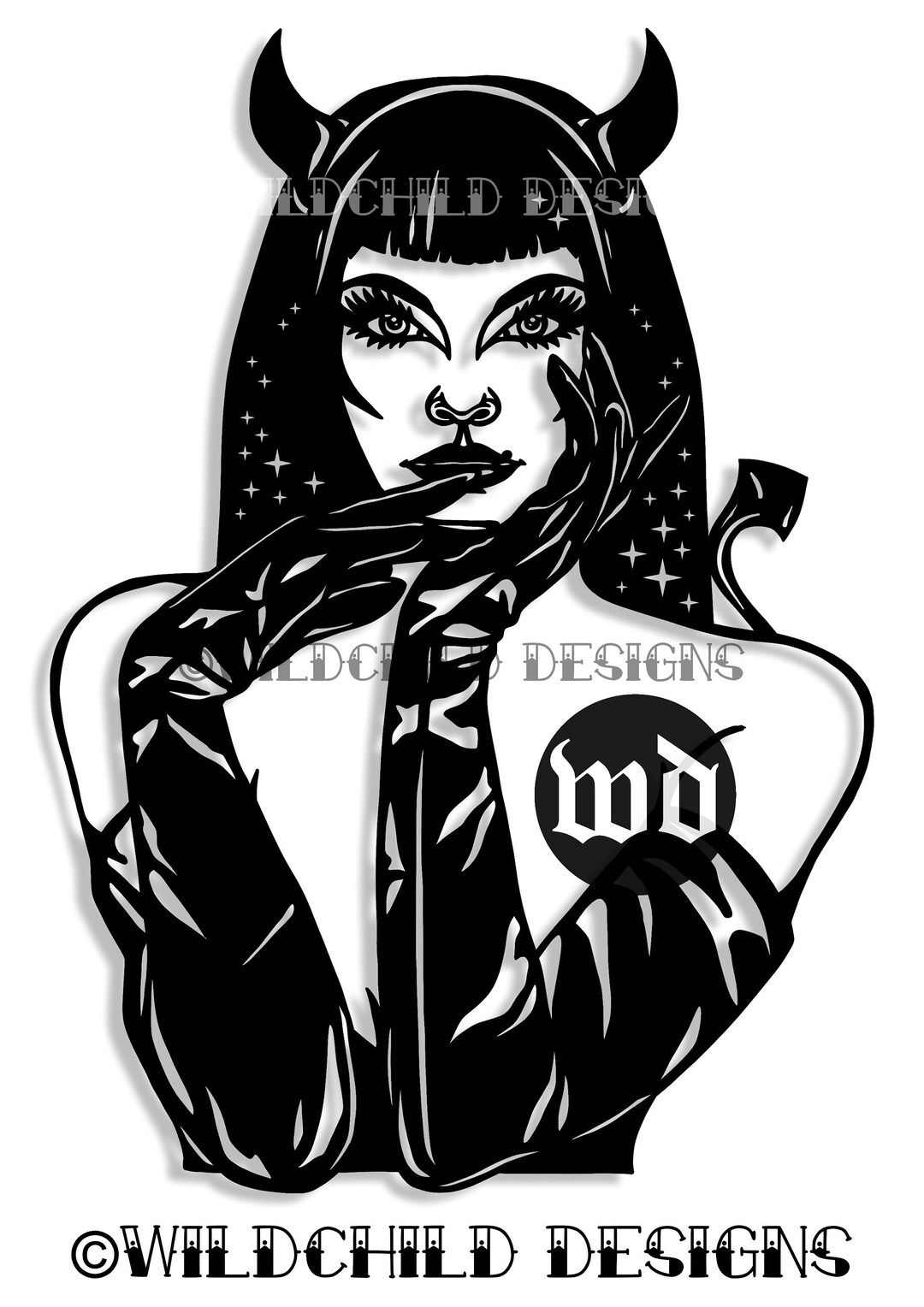 Devil Woman Paper Cutting Template Commercial Use Vinyl - Etsy