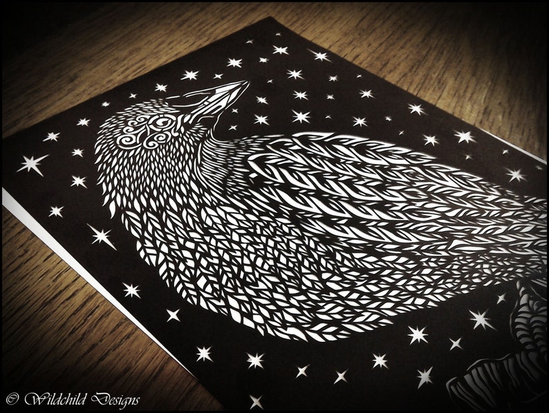 Bertramus Mortimer Raven Papercutting Template Vinyl | Etsy