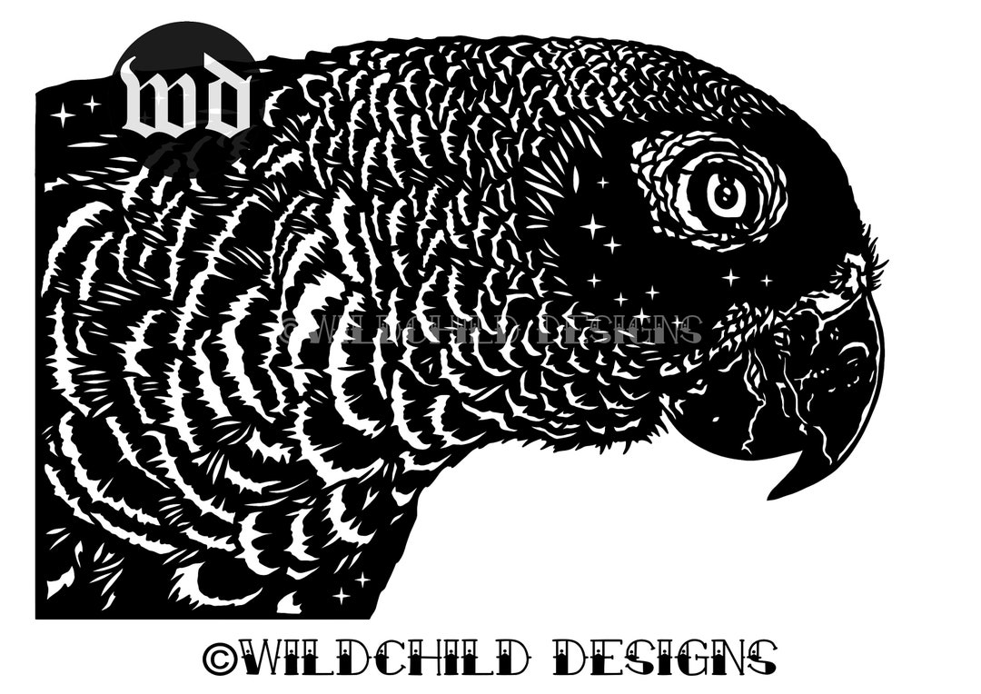 African Grey Parrot Papercutting Template, Vinyl Template, SVG, JPEG ...