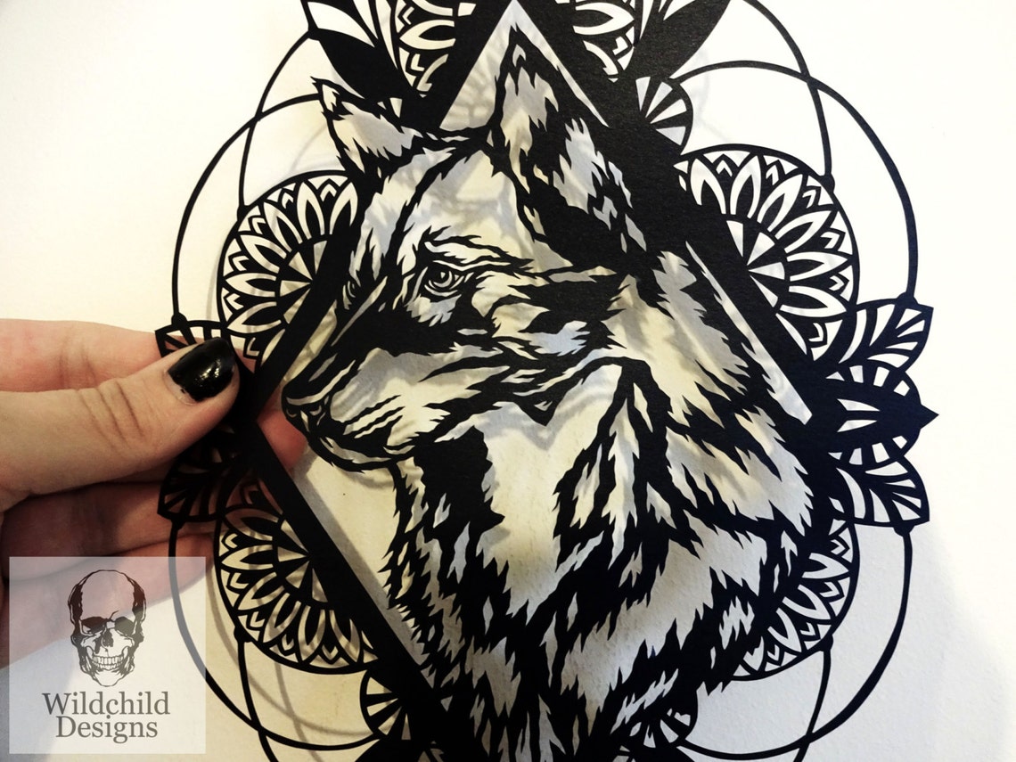 Wolf and Native American Border Paper Cutting Template - Etsy