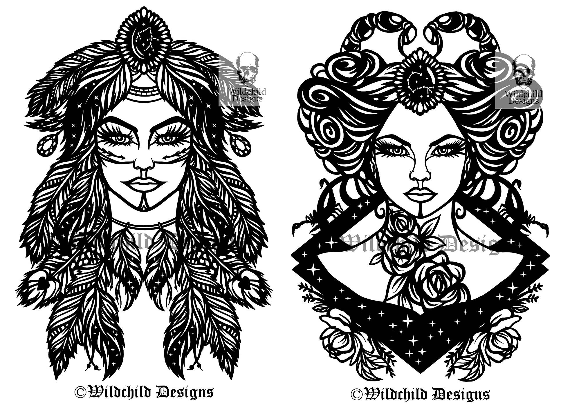 12 X Zodiac Themed Paper Cutting Templates, Commercial Use Templates ...