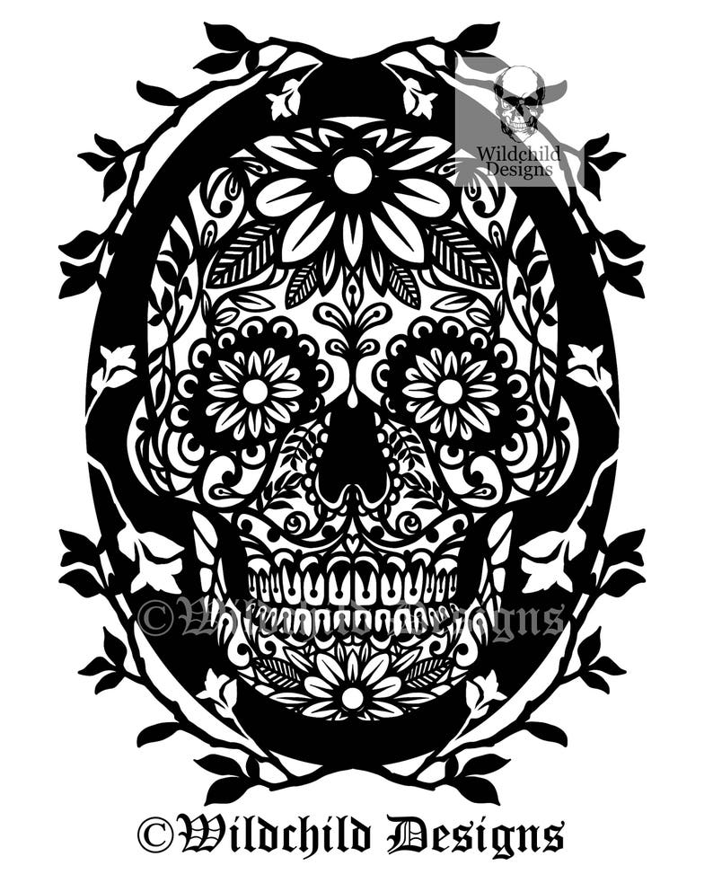 Autumn Sugar Skull Paper Cutting Template Personal Use Vinyl - Etsy