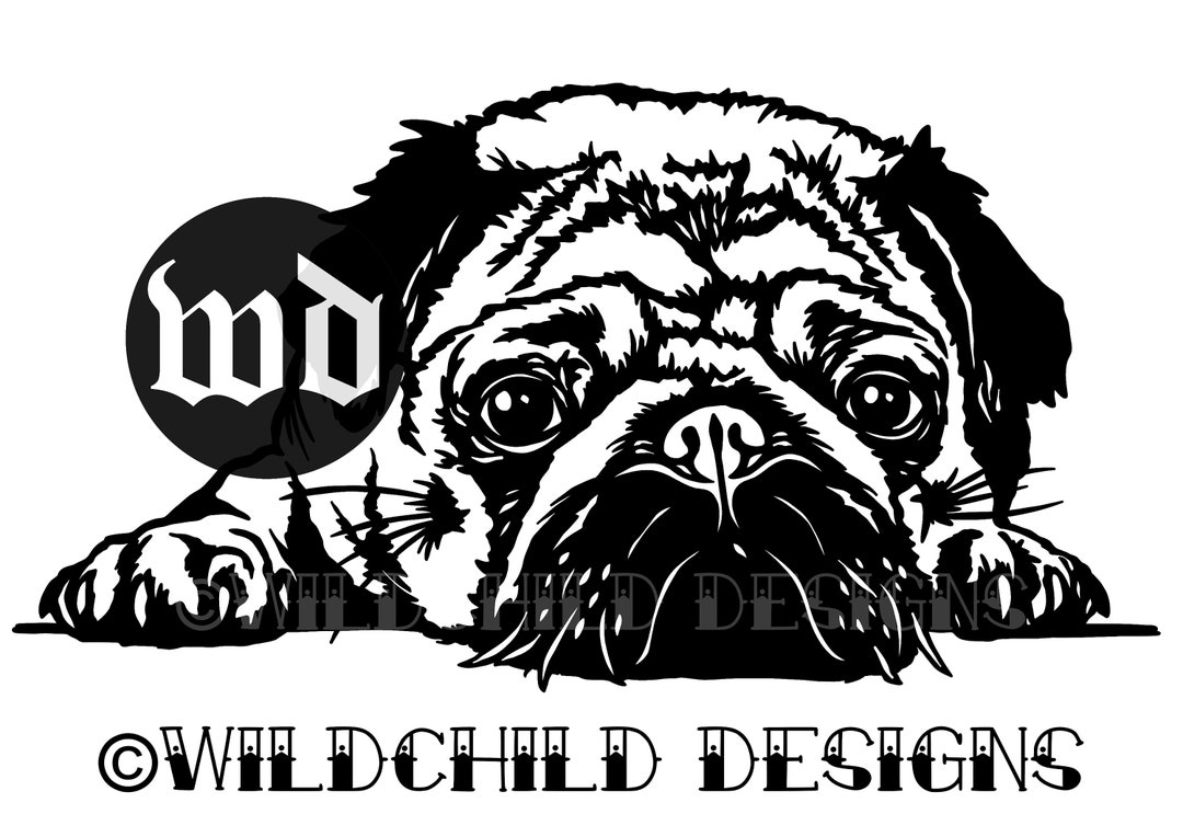 Pug Paper Cutting Template, Personal Use, Wildchild Designs, Vinyl ...