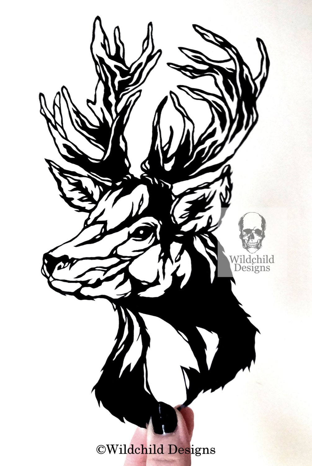 Stag Head Paper Cutting Template, Personal Use, Vinyl Template, SVG ...