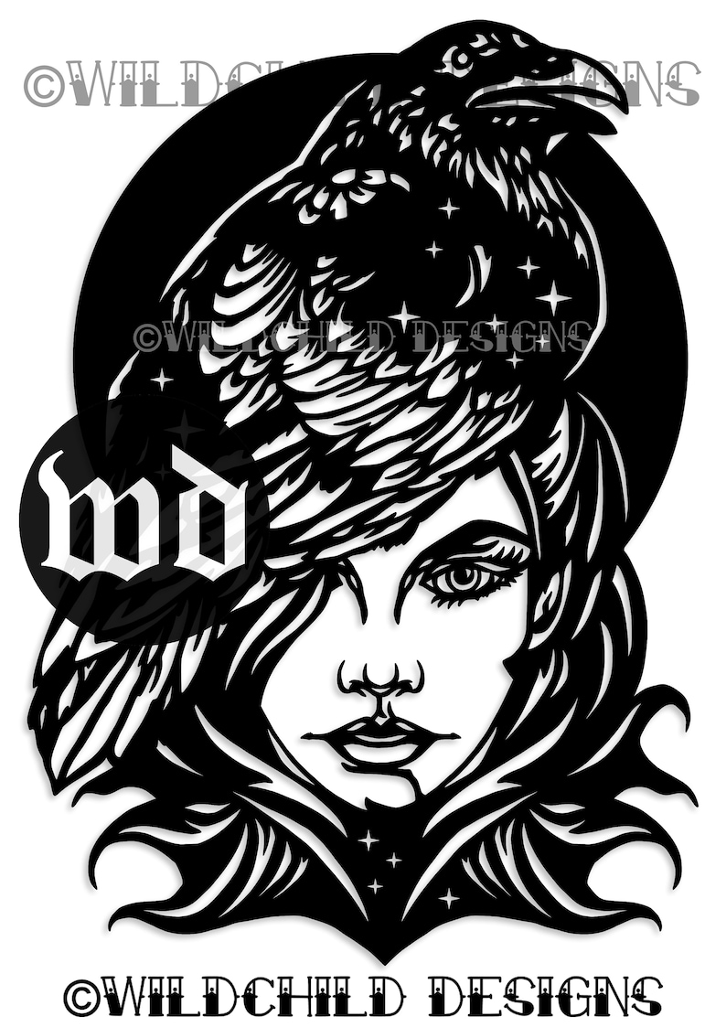 Raven Queen Papercutting Template, Vinyl Template, SVG, JPEG, Personal ...