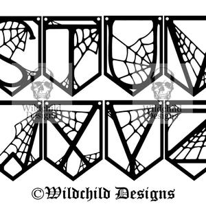 Gothic Cobweb Alphabet Bunting A-Z Papercutting Templates, Vinyl ...