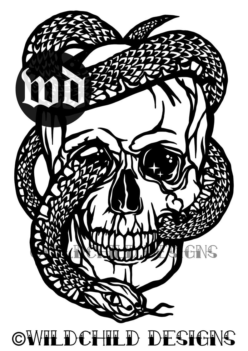 Skull and Snake Papercutting Template Vinyl Template - Etsy UK