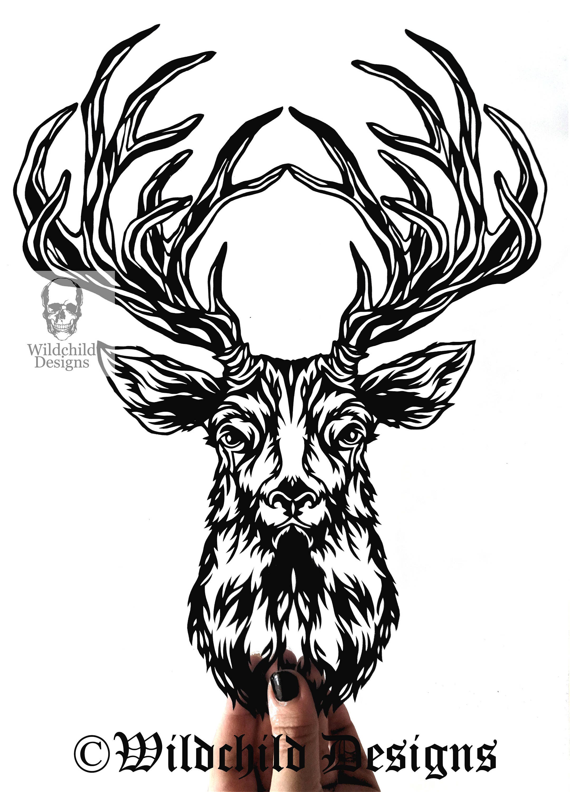 Facing Stag Head Paper Cutting Template Personal Use Vinyl | Etsy