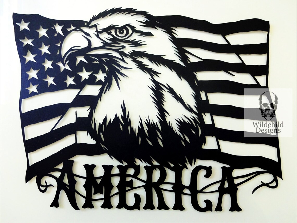 American Flag Papercutting Template Vinyl Template SVG | Etsy