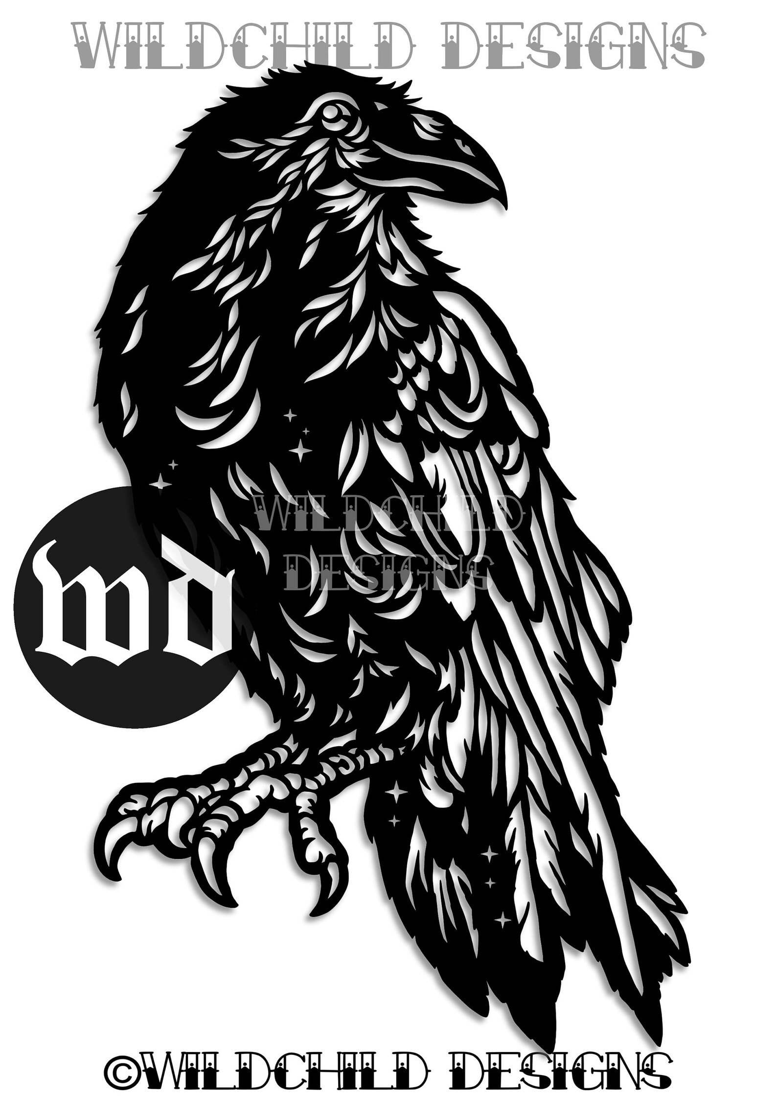 Jaee the Raven Papercutting Template, Vinyl, SVG JPEG, Commercial Use ...