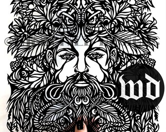 Green Man Papercutting Template Vinyl Template SVG JPEG | Etsy