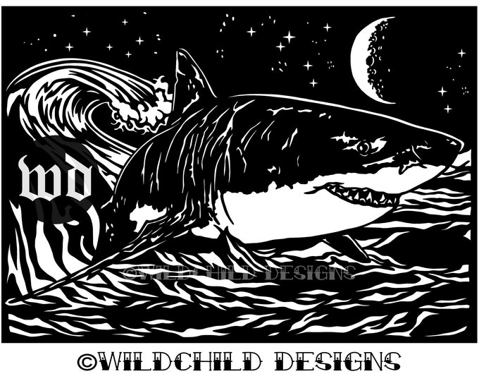 Great White Shark Papercutting Template Vinyl Template SVG - Etsy