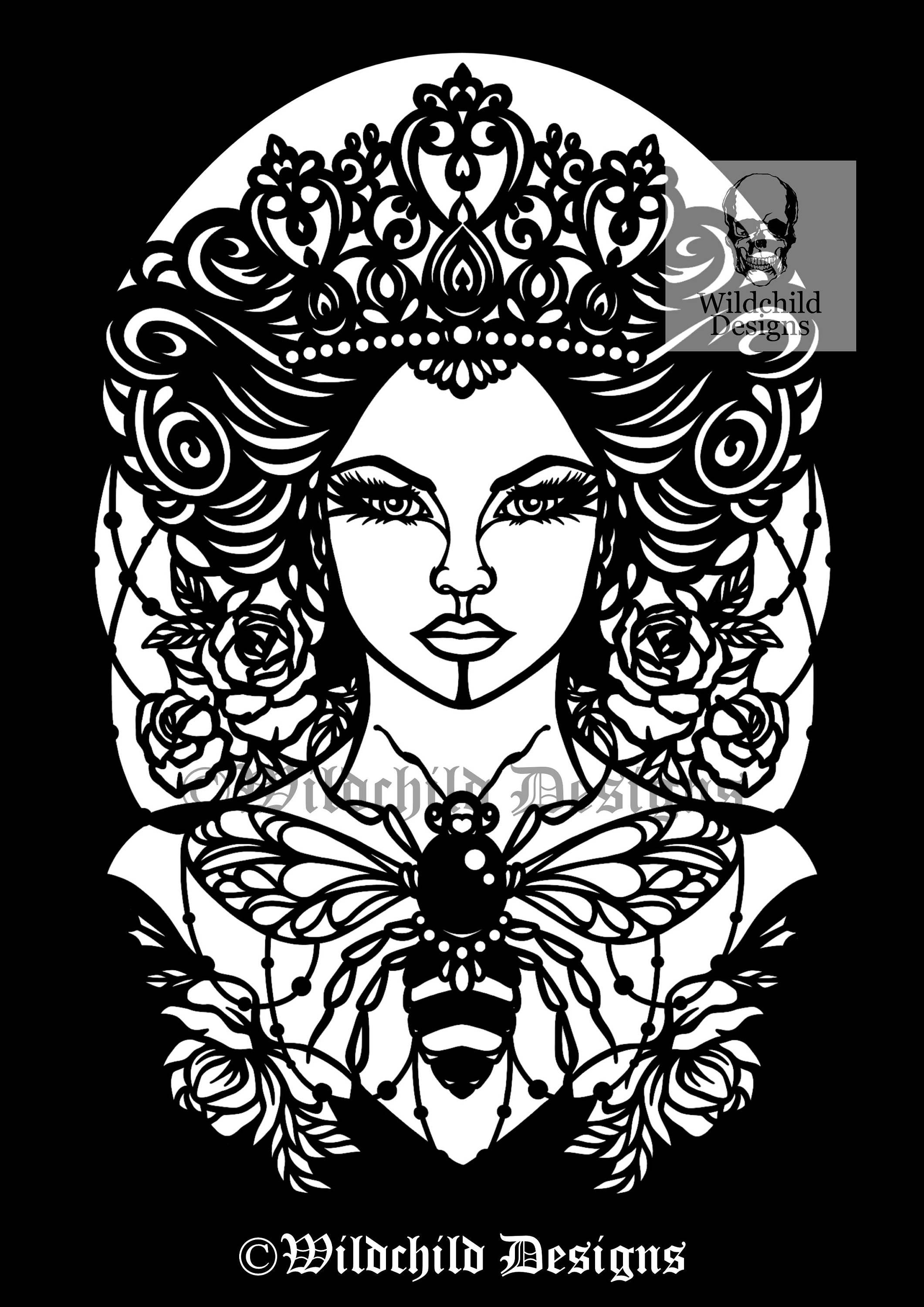 Queen Bee Paper Cutting Template JPEG Princess Queen Bee Papercutting ...